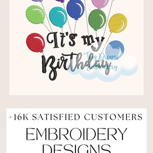Birthday Digital Machine Embroidery Design Balloon Design Embroidery ...
