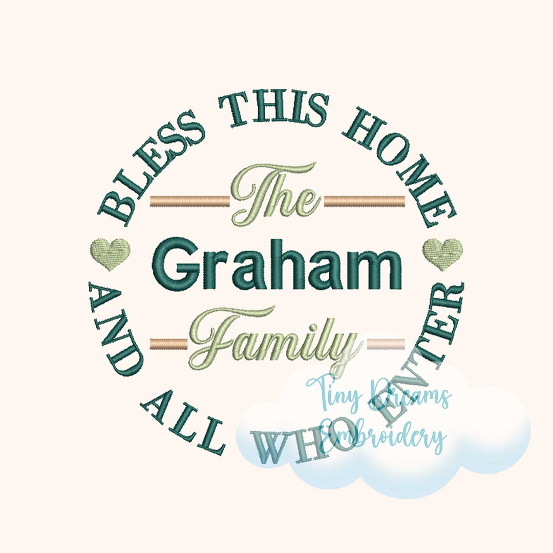 Blessed Home Embroidery Design Custom Name Monogram Personalized Home ...
