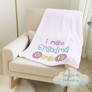 Grandma Digital Machine Embroidery Design Floral Smile Embroidery Design Happy Face Embroidery ...