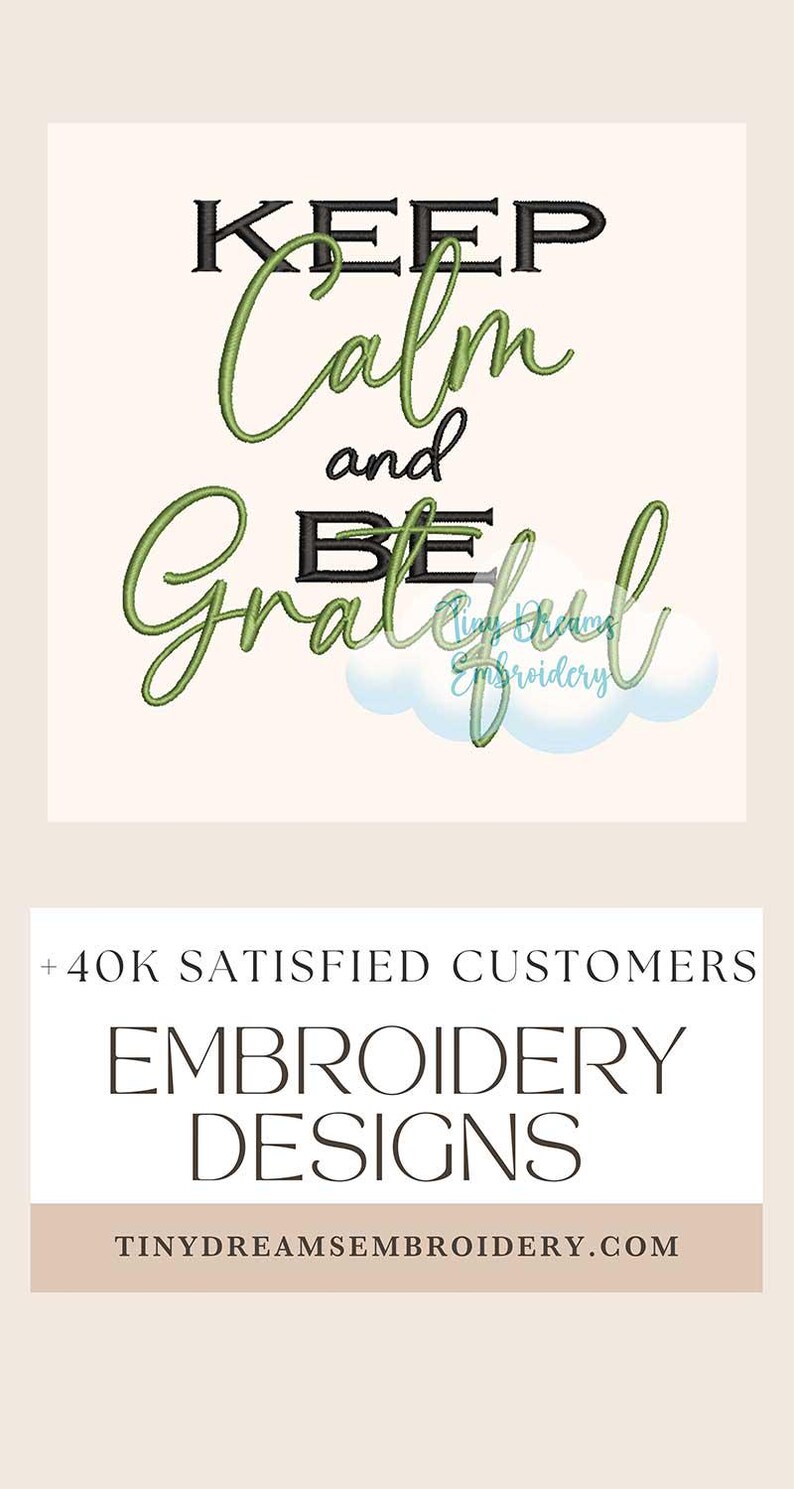 Keep Calm Be Grateful Embroidery Design (digital Download) - Etsy