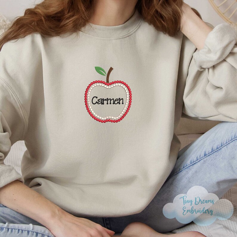 Apple Monogram Embroidery Design, Personalized Name (digital Download ...