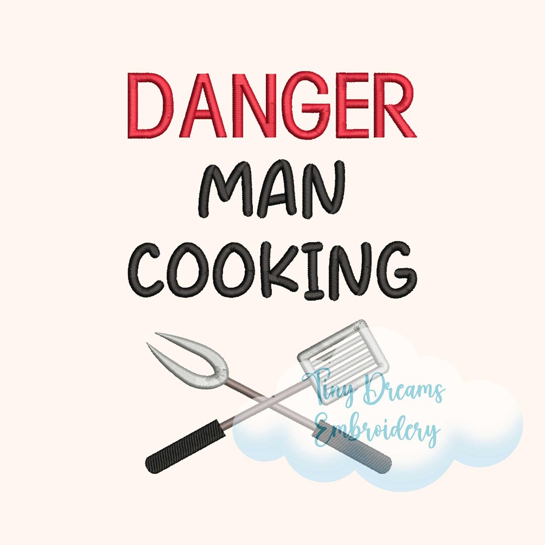 Danger Man Cooking Embroidery Design: Chef BBQ Machine Pattern (digital ...