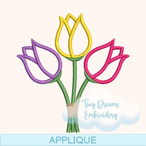 Tulip Floral Applique Digital Machine Embroidery Design Flower Spring ...