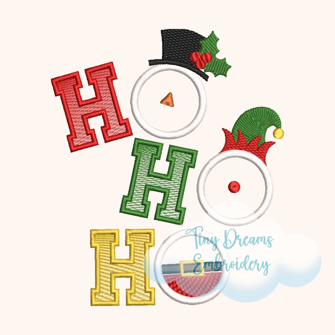 Ho Ho Ho Digital Machine Embroidery Design Ho Ho Ho Christmas Design ...