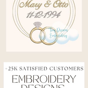 Wedding Ring Monogram Embroidery Design, Custom Anniversary Gift ...