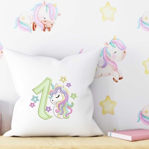 First Birthday Unicorn Applique Digital Machine Embroidery Design Baby ...
