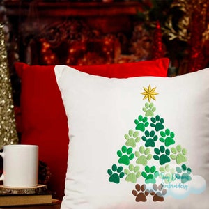 Dog Christmas Digital Machine Embroidery Design Dog Paw Print Design ...