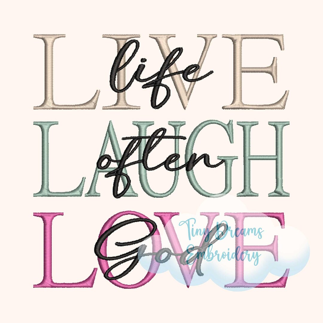 Live Life Jesus Digital Machine Embroidery Design Laugh Often Design ...