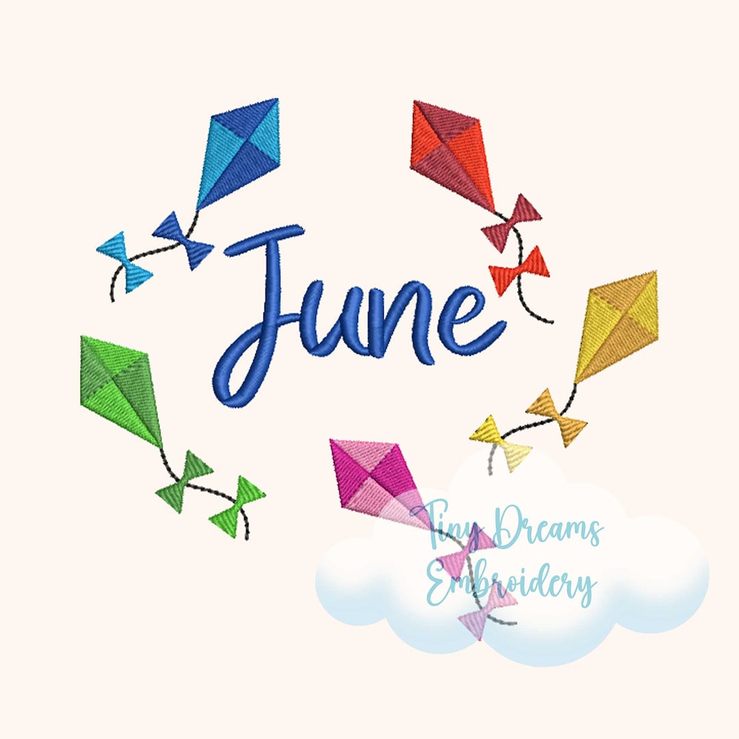 June Digital Machine Embroidery Design Kite Design Embroidery Summer ...