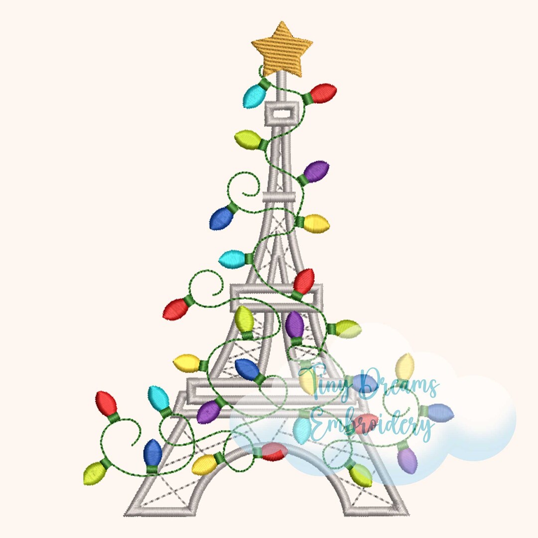 Eiffel Tower Digital Machine Embroidery Design Christmas Lights Design ...