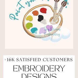 Palette Paintbrush Embroidery Design: Artist Paint Life (digital ...