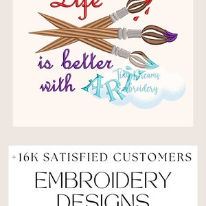 Life Art Embroidery Design: Paint Brush, Colorful Painting, Artist ...