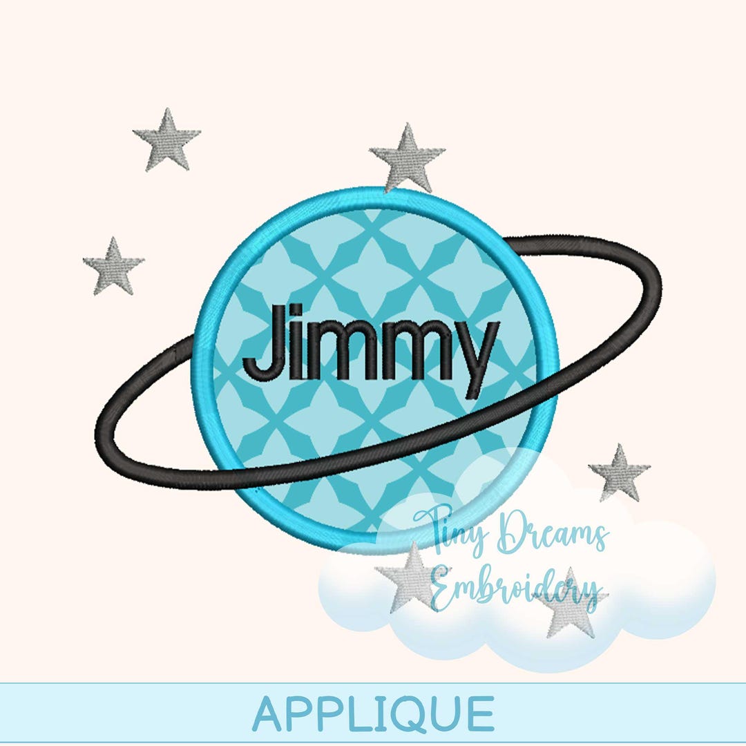 Planet Saturn Applique, Custom Name Embroidery Design (digital Download ...