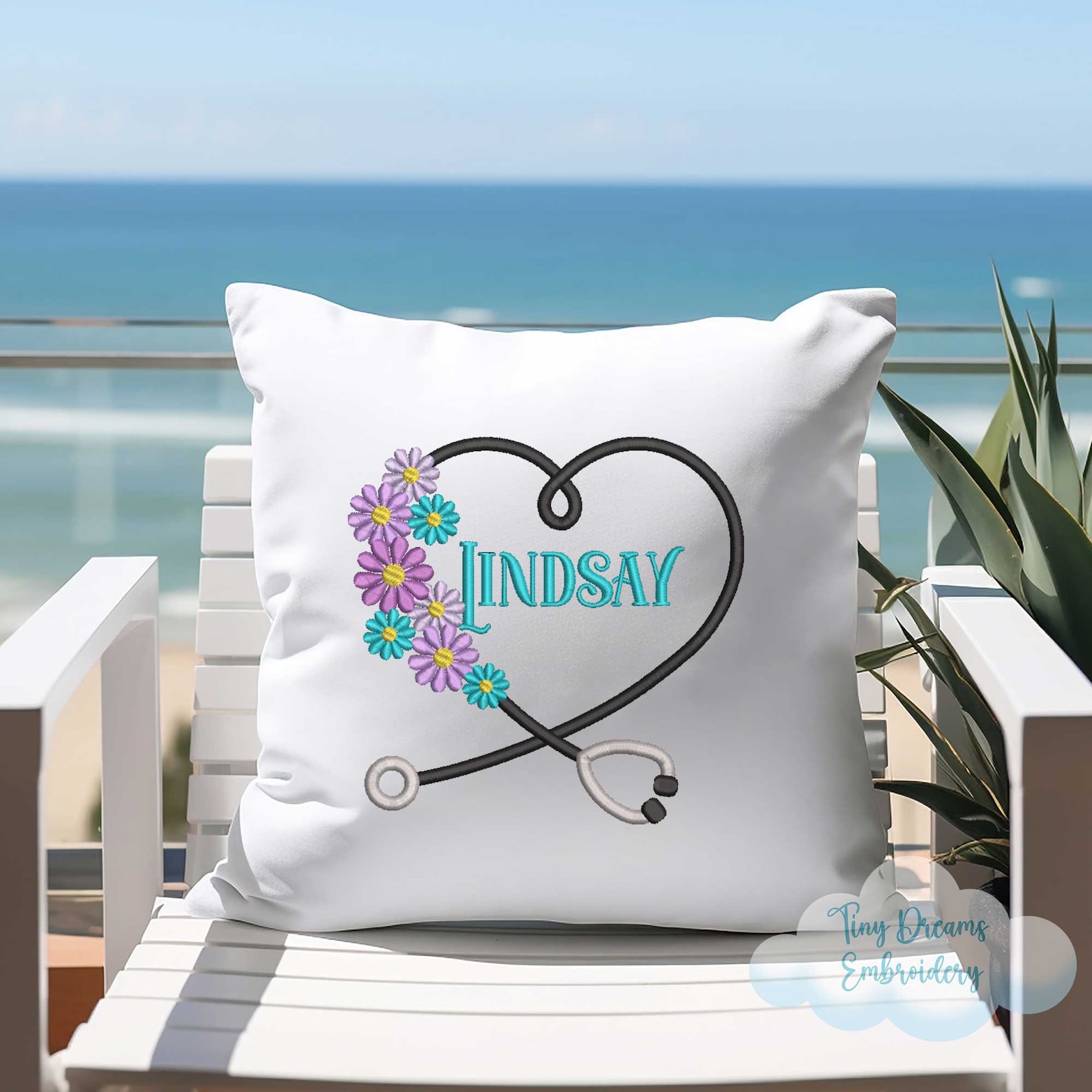 Nurse Flower Embroidery Design: Custom Medical Monogram (digital ...