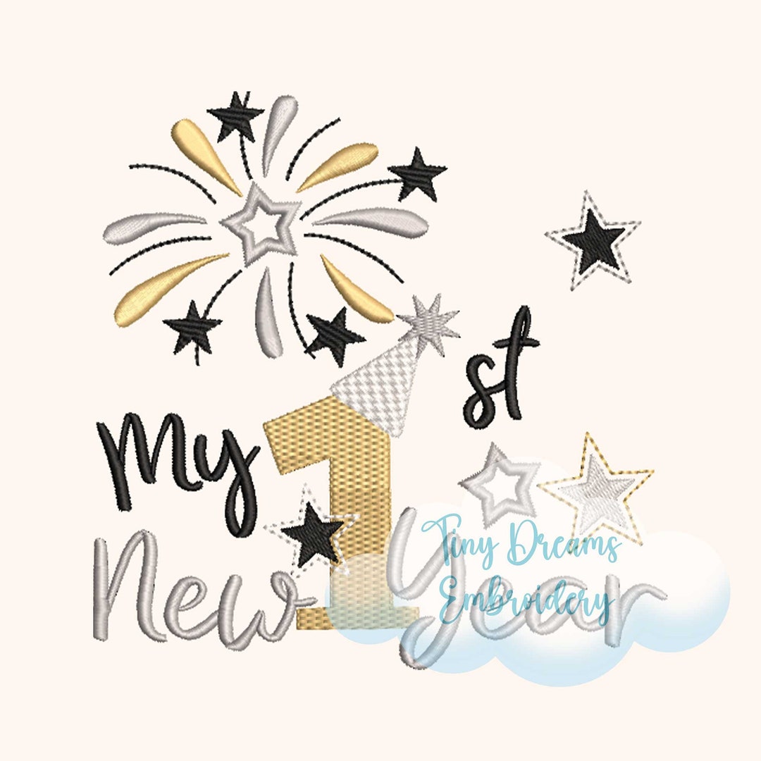 First New Year Digital Machine Embroidery Design Happy New Year Design ...