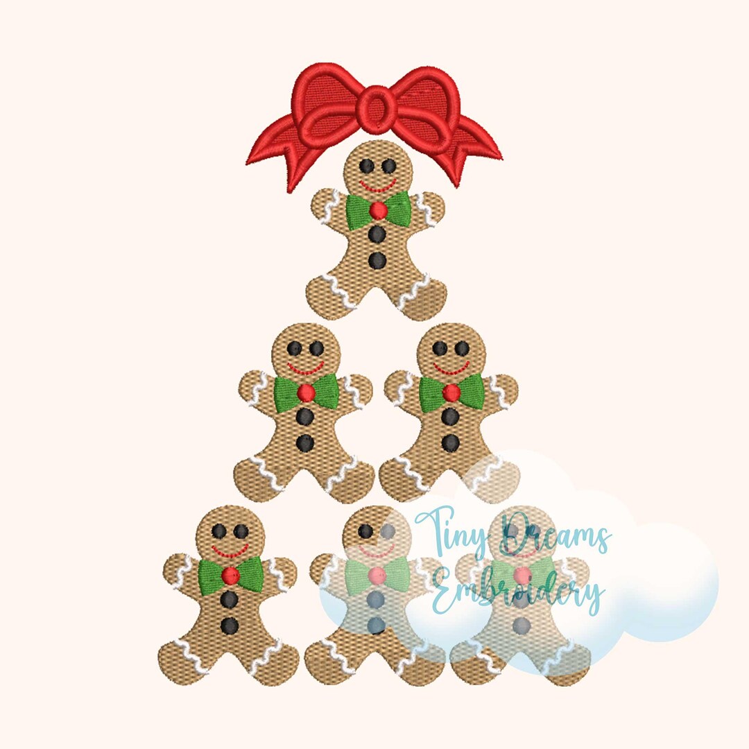Gingerbread Cookie Christmas Tree Embroidery Design (digital) - Etsy