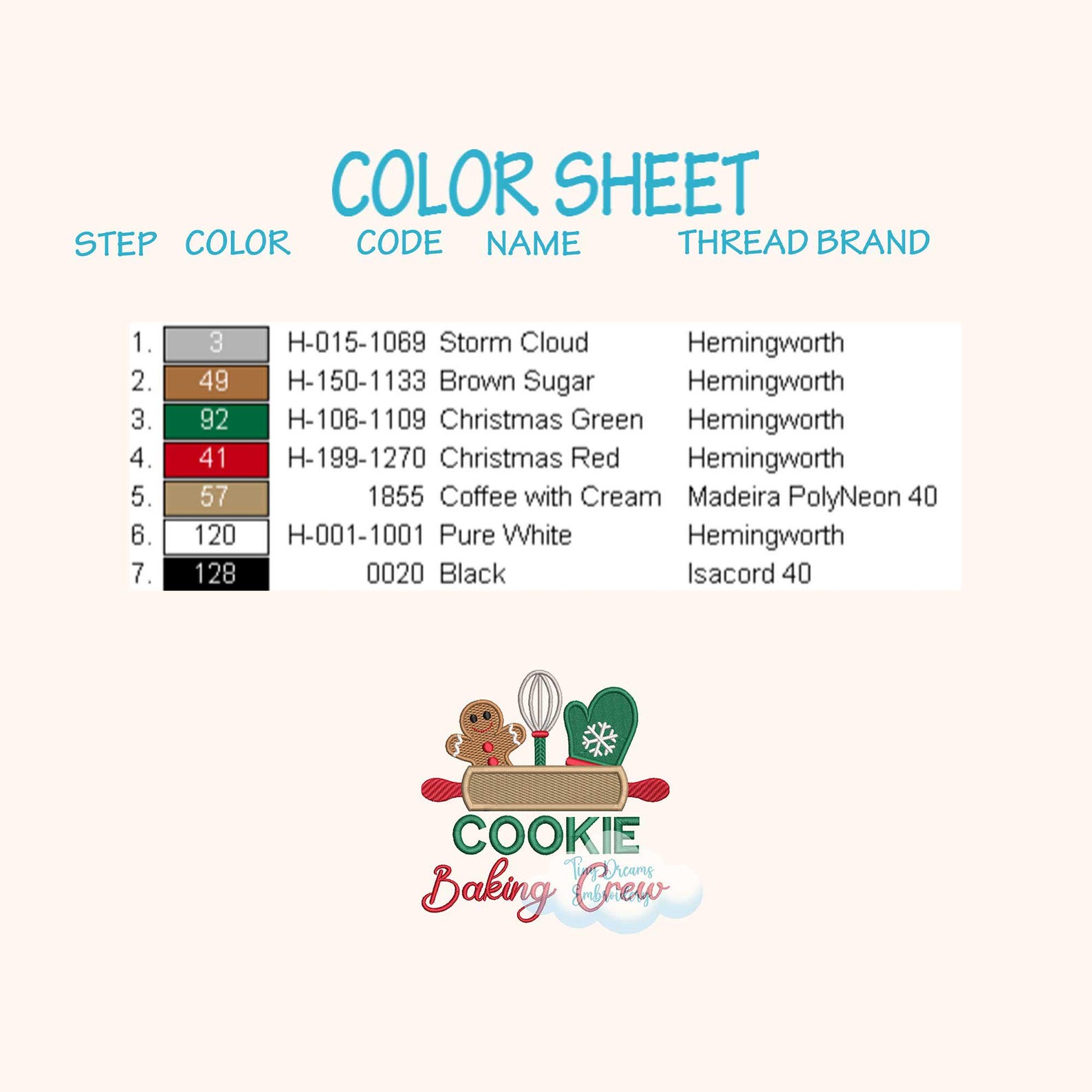 Christmas Cookie Crew Embroidery Design: Gingerbread Man, Whisk ...