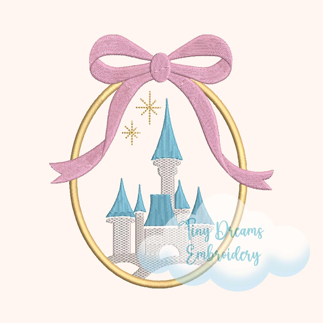 Castle Fairytale Embroidery Design Princess Cameo Bow Machine ...