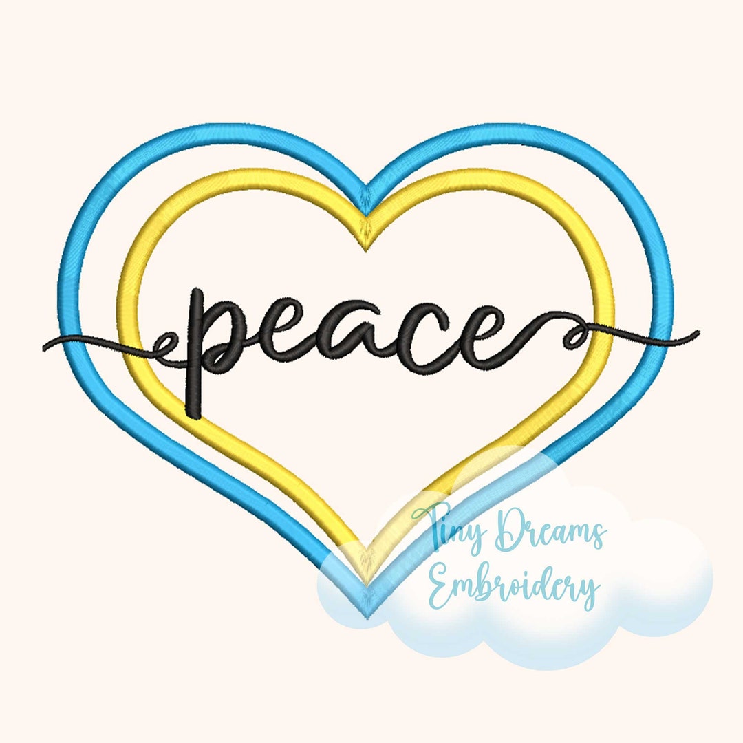 Peace Digital Machine Embroidery Design Heart Design Embroidery Love ...