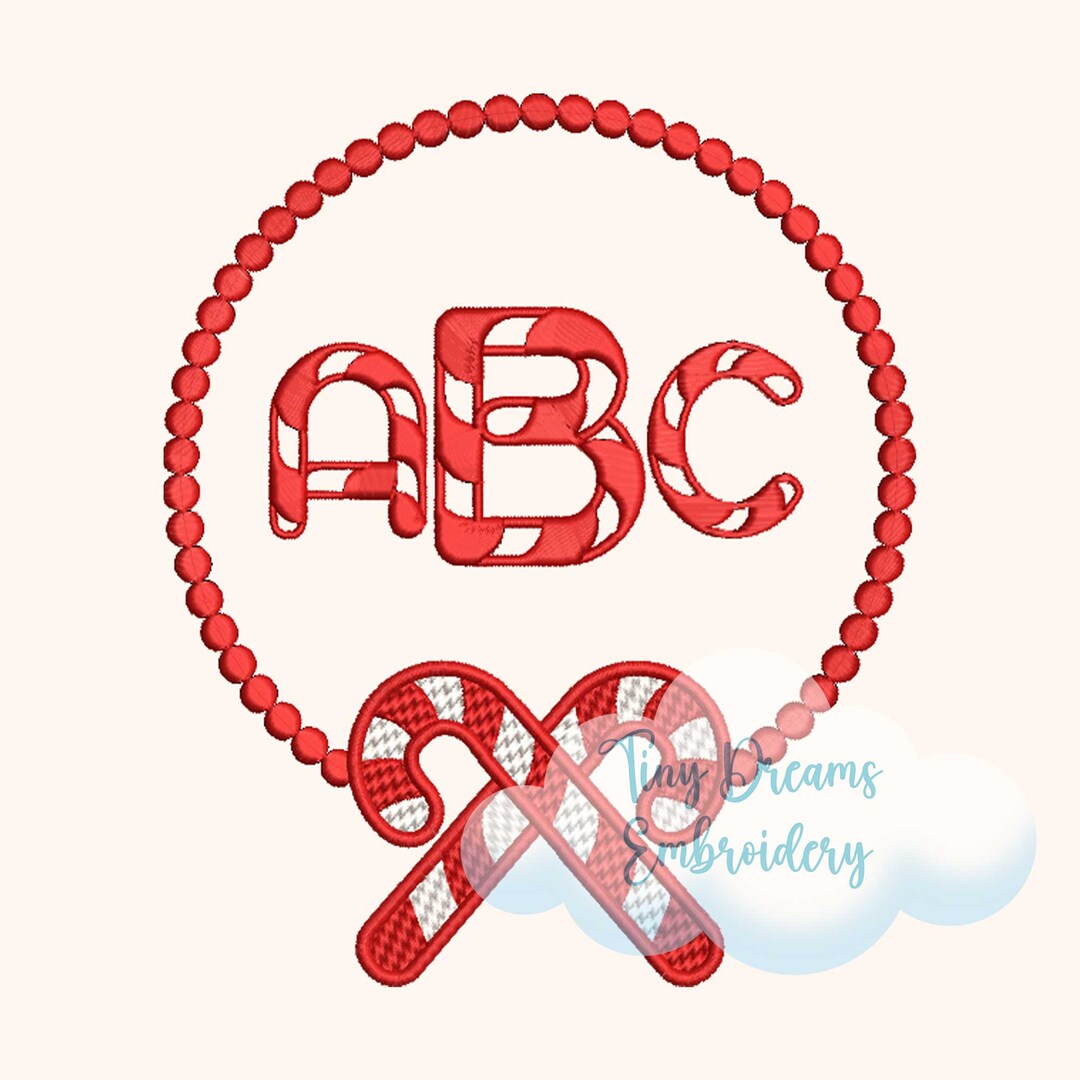 Candy Cane Digital Machine Embroidery Design Christmas Custom Monogram ...