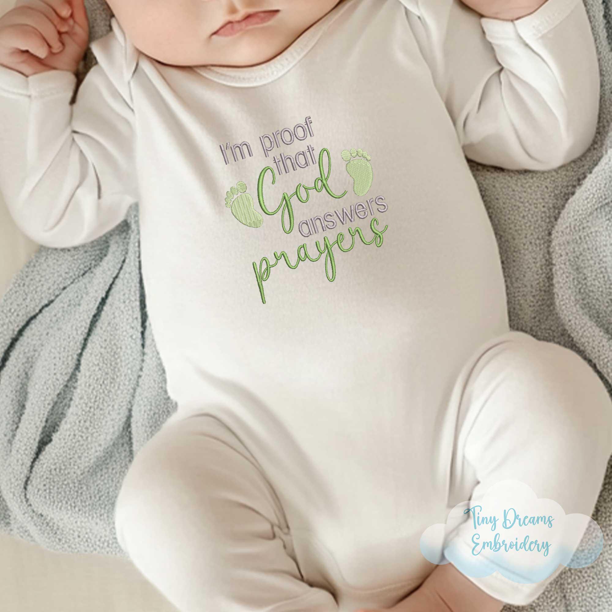 Baby God Answers Prayers Embroidery Design: Footprint Embroidery ...
