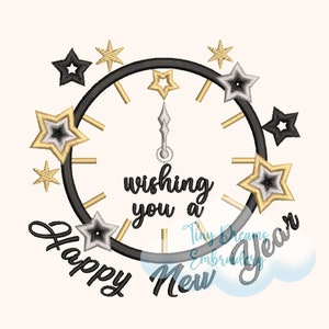 New Year Digital Machine Embroidery Design Star Design Embroidery Happy ...