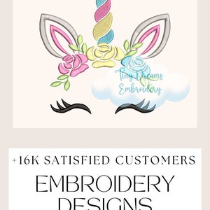 Unicorn Digital Machine Embroidery Design Floral Unicorn Design ...