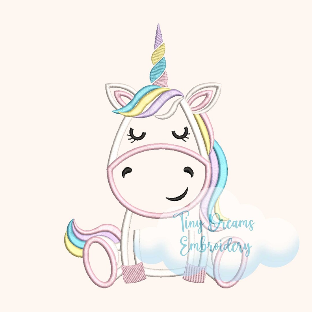 Cute Baby Unicorn Digital Machine Embroidery Design Fantasy Girl ...