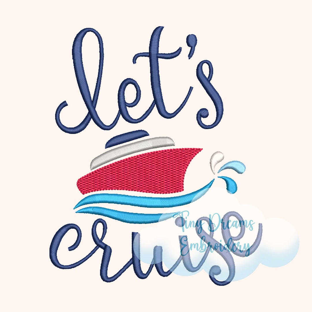 Lets Cruise Digital Machine Embroidery Design Beach Vacation Design ...