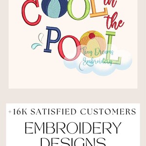 Pool Digital Machine Embroidery Design Cool Pool Embroidery Design ...