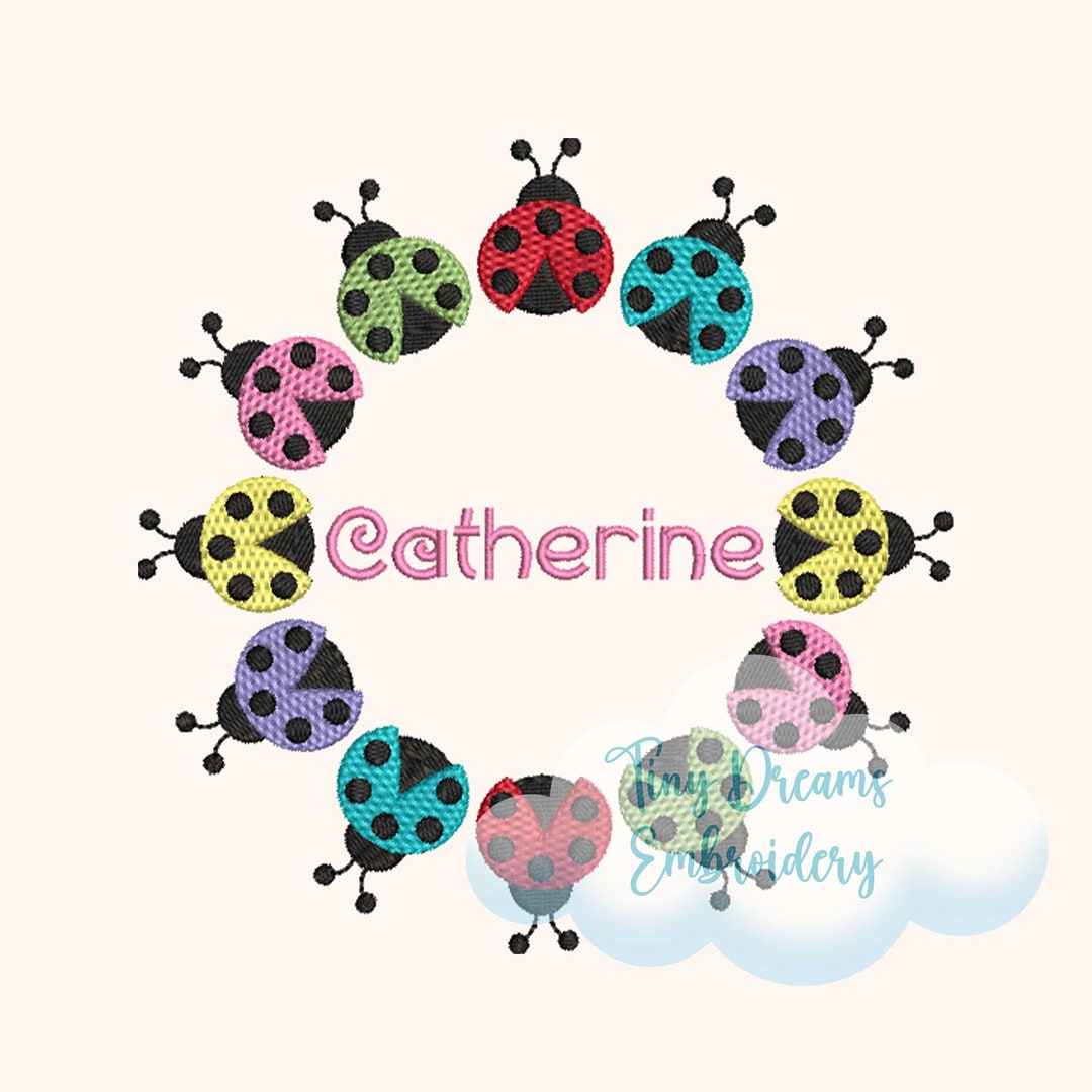 Ladybug Digital Machine Embroidery Design Custom Monogram Spring ...