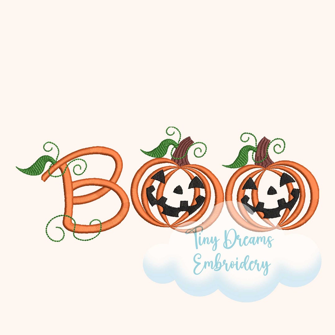 Boo Halloween Digital Machine Embroidery Design Pumpkin Design ...