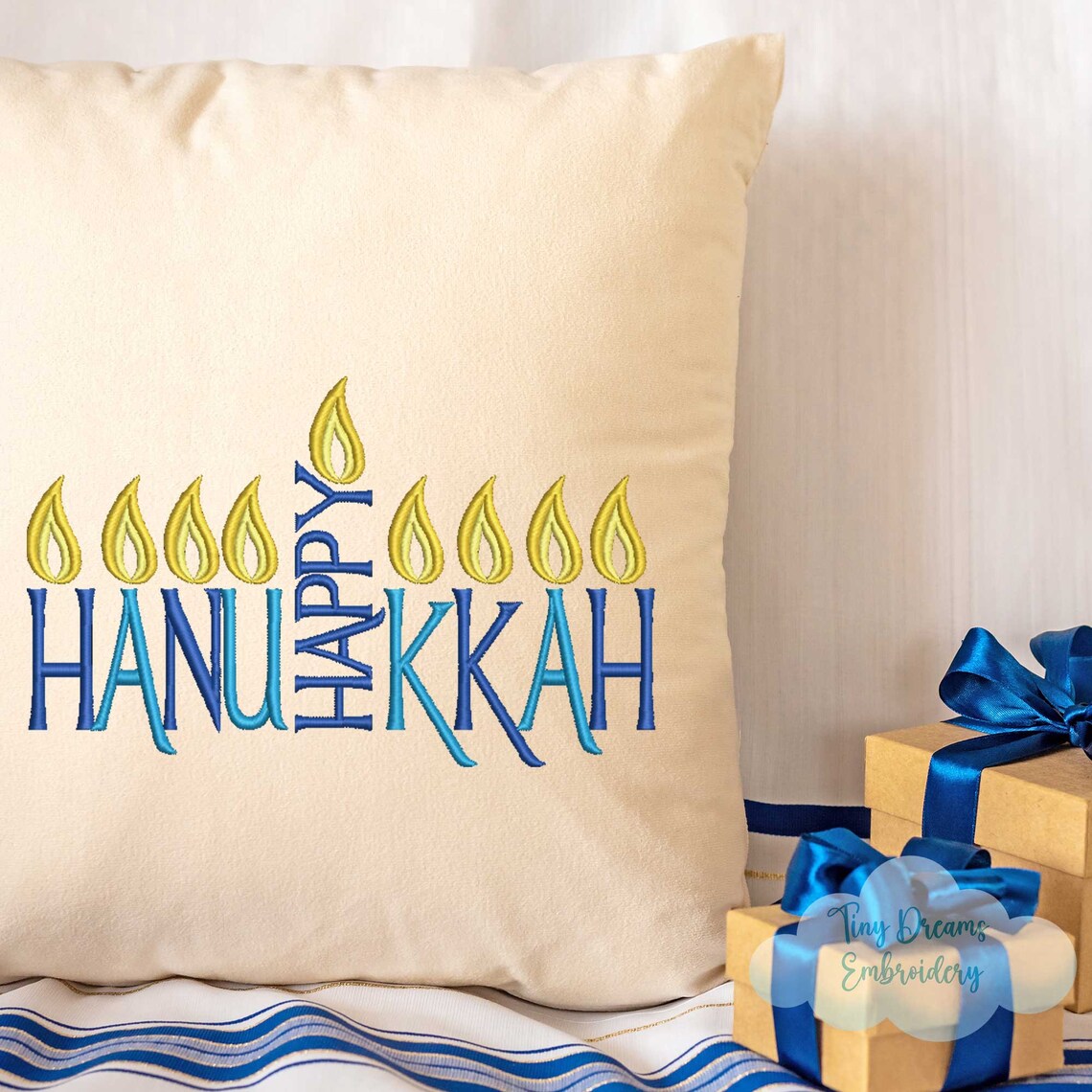 Happy Hanukkah Menorah Embroidery Design (digital Download) - Etsy