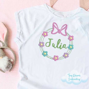 Flower Wreath Embroidery Design Custom Floral Monogram Personalized ...