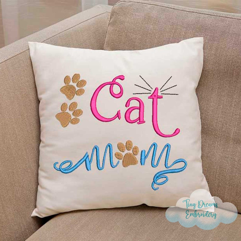 Cat Mom Embroidery Design: Paw Print, Animal Love, Mother's Day Machine ...