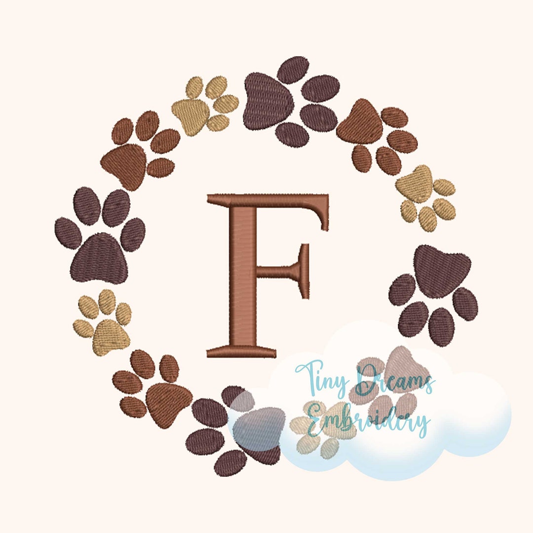 Dog Paw Print Embroidery Design: Custom Monogram (digital Download) - Etsy