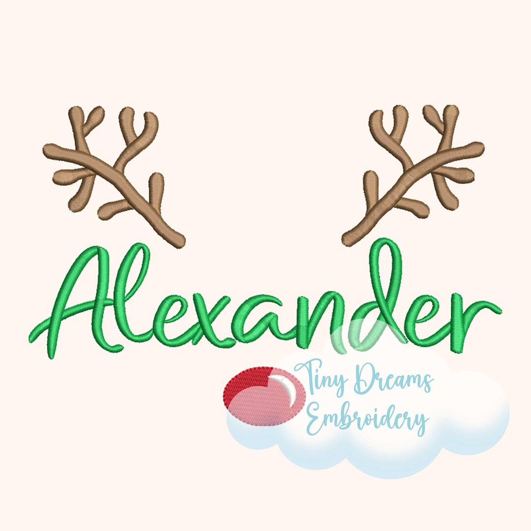 Reindeer Embroidery Design: Christmas Monogram, Rudolph Red Nose ...