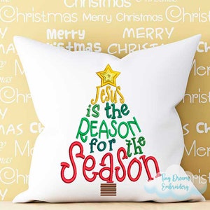 Christmas Tree Digital Machine Embroidery Design Jesus Reason Season ...