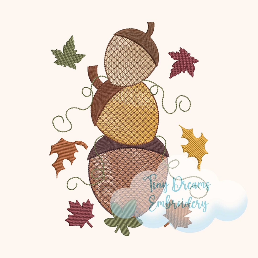 Acorn Digital Machine Embroidery Design Fall Embroidery Autumn Design ...