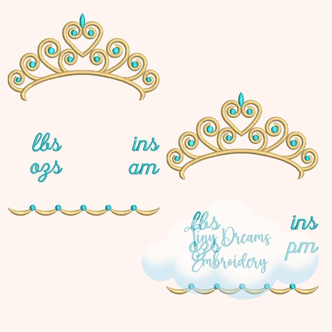 Princess Crown Birth Announcement Embroidery Design (digital Download ...