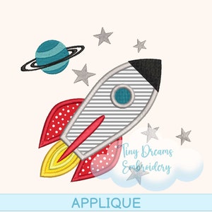 Rocket Digital Machine Embroidery Design Applique Star Embroidery ...