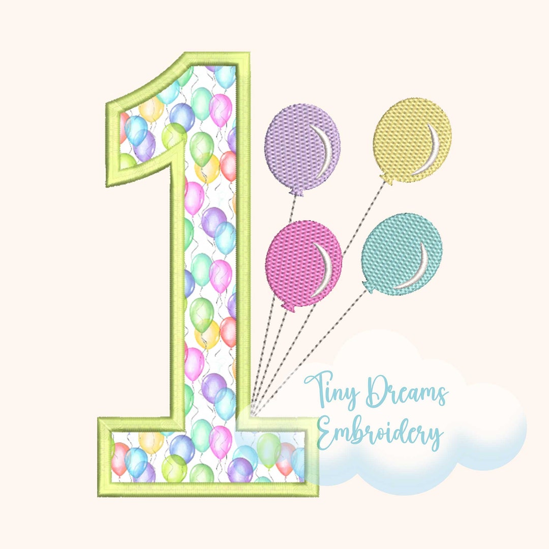 First Birthday Applique Digital Machine Embroidery Design Baby First ...