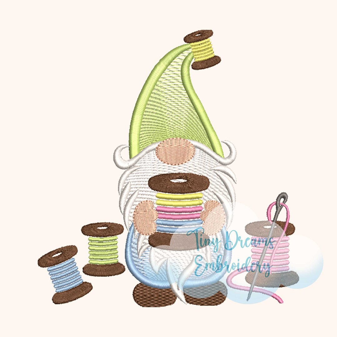 Gnome Digital Machine Embroidery Design Spool Thread Gnome Embroidery ...
