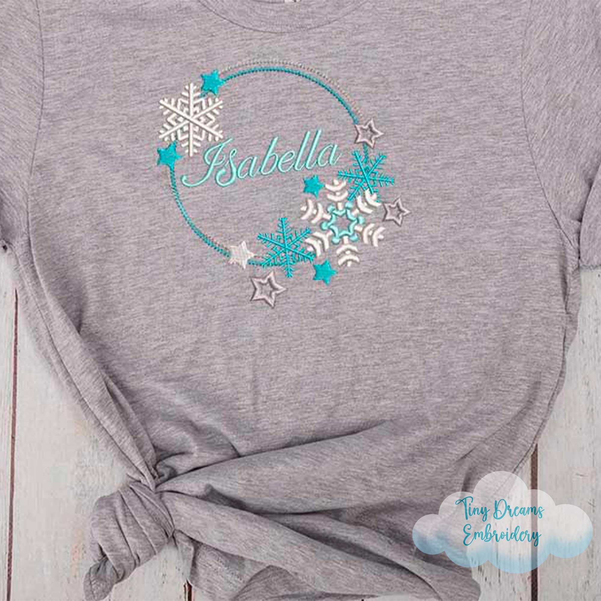 Snowflake Monogram Embroidery Design: Winter Personalized Name (digital ...