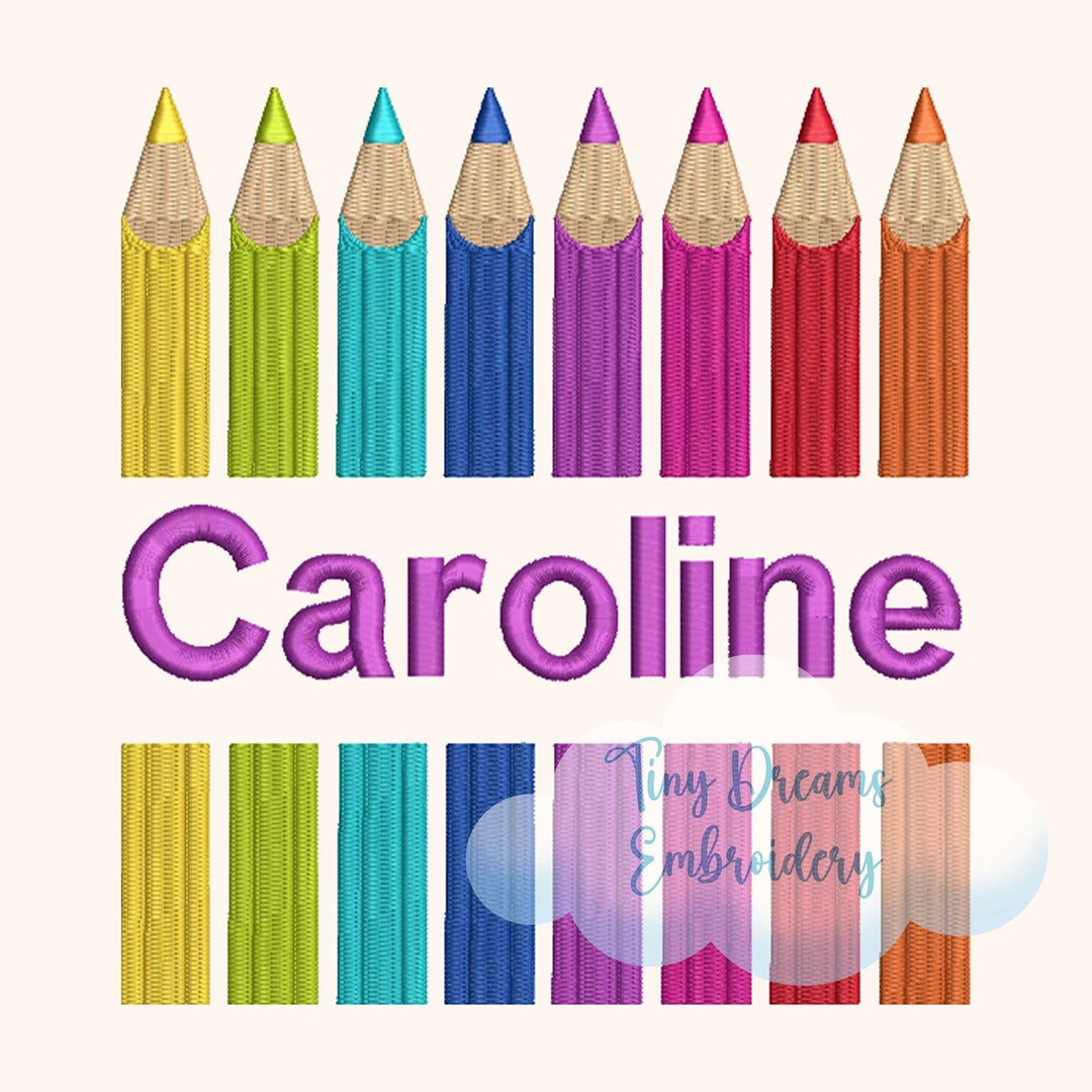 Crayon Machine Embroidery Design: Back to School Monogram (digital ...