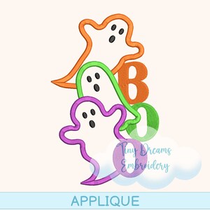 Boo Ghost Applique Digital Machine Embroidery Design Halloween Ghosts ...