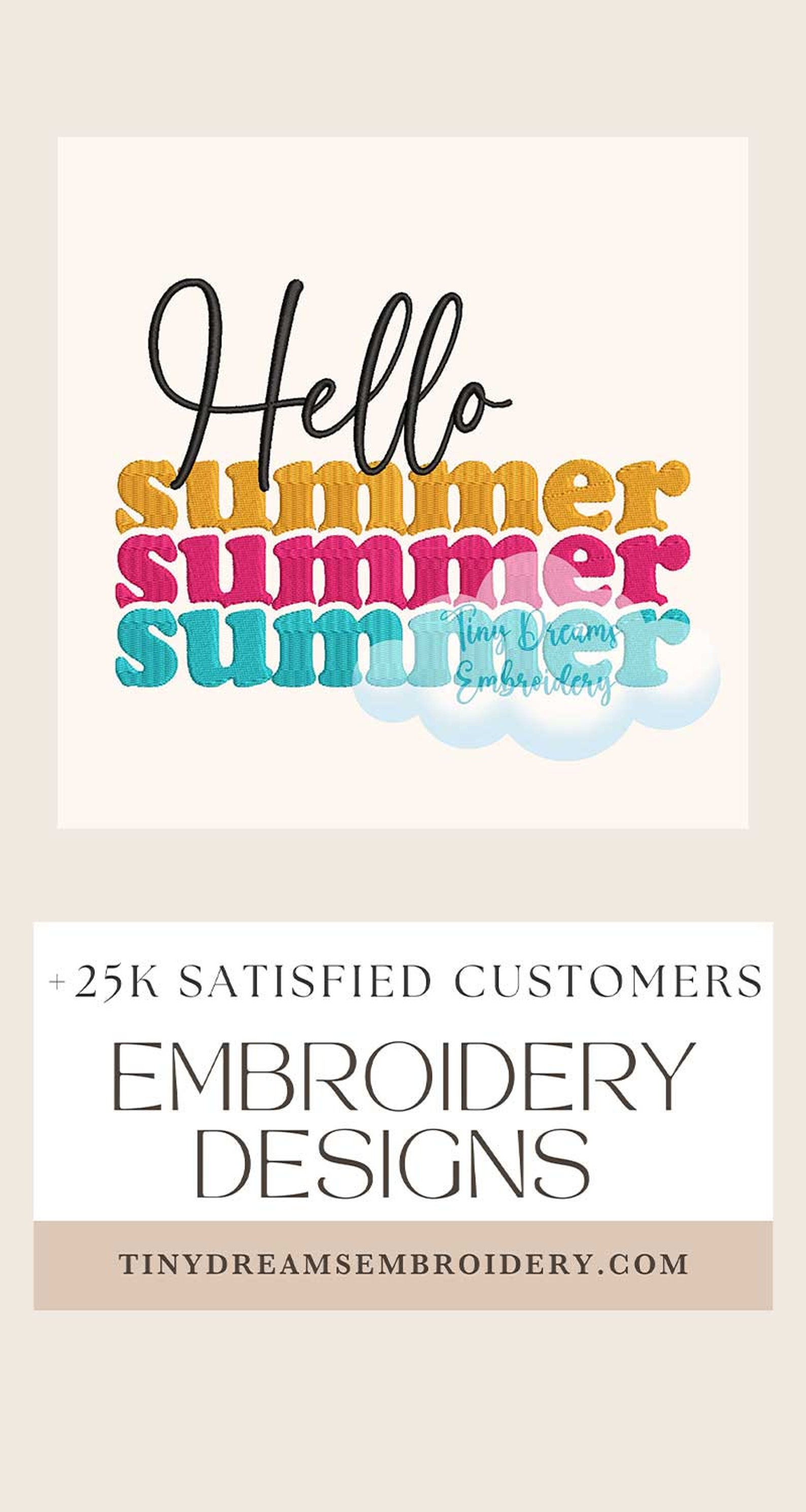 Hello Summer Embroidery Design: Seasonal Lettering (digital Download ...