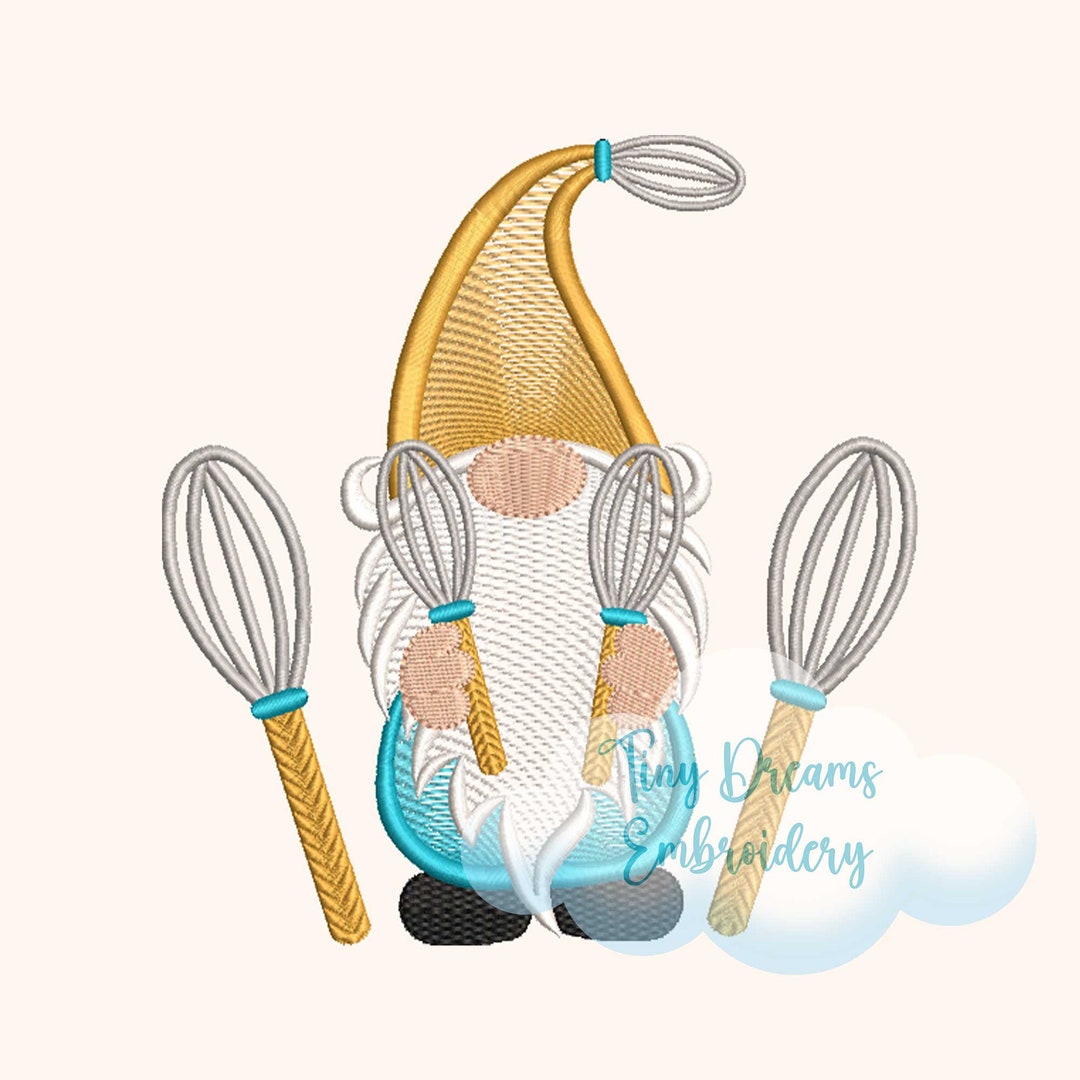 Bake Gnome Embroidery Design: Kitchen Whisk (digital Download) - Etsy