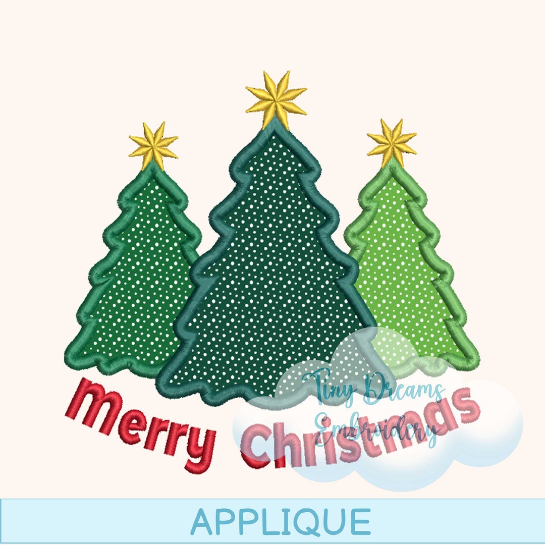 Christmas Tree Applique Digital Machine Embroidery Design Christmas ...