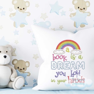 Read Dream Digital Machine Embroidery Design Reading Pillow Embroidery ...